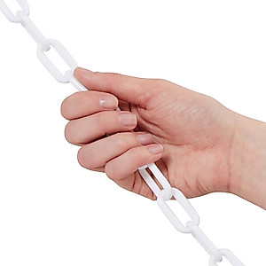 100 Foot White Plastic Chain Safety Barrier for Crowd Control, Queue Line, Concerts, Parking (1.5-Inch Links)