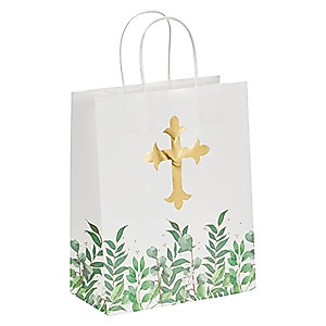 Religious Party Favor Gift Bags for Christening Gifts for Girls and Boys Baptism, First Communion (10 x 8 x 4 In, 15 Pack)