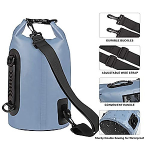 HEETA Waterproof Dry Bag for Women Men(Upgraded Version), 5L/ 10L/ 20L/ 30L Roll Top Lightweight Dry Storage Bag Backpack with Phone Case, Grey 5L