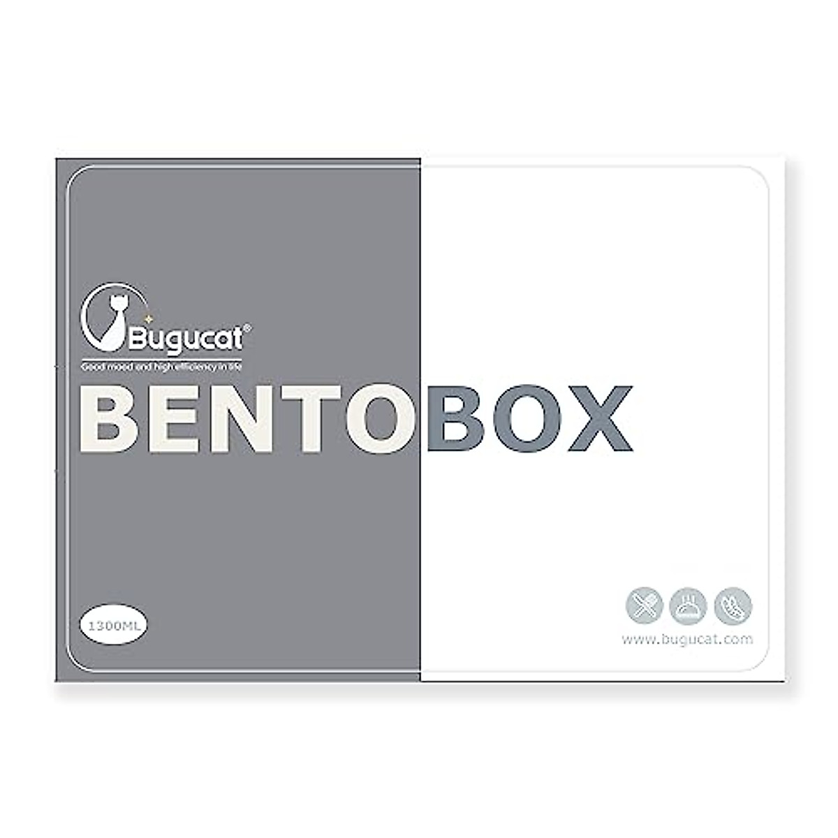 Bugucat Bento Box, Lunch Box with 4 Compartments and Cutlery, Reusable Bento Lunch Box for Adults, Food Storage Containers for School Work and Travel BPA-Free, Microwave-& Dishwasher-safe