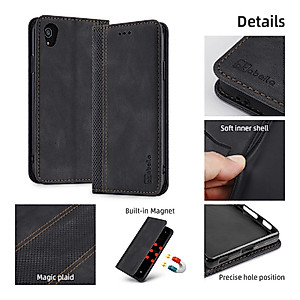 AKABEILA for Sony Xperia 1 III 5G Case Luxury PU Leather Flip Wallet Shell Card Holder Magnetic Closure Kickstand Shockproof Bumper Protective Women Men Mobile Phone Cover 6.5" Black