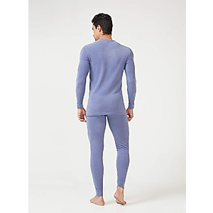 DAVID ARCHY Men's Thermal Underwear Set Winter Warm Base Layers Thermal Top and Bottom Long Johns Set Heather Moonlight Blue,L