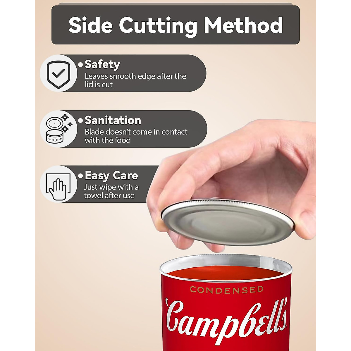 Electric Can Opener for kitchen, Battery Powered Can Opener with Smooth Edge, Small Portable One Touch Automatic Can Opener with Stainless Steel Blade for Camping, Gifts for Seniors with Arthritis