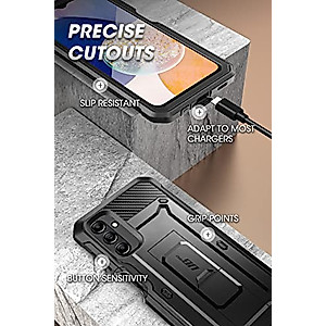 SUPCASE Unicorn Beetle Pro Case for Samsung Galaxy A14 5G (2023), Full-Body Rugged Belt-Clip & Kickstand Case with Built-in Screen Protector (Black)