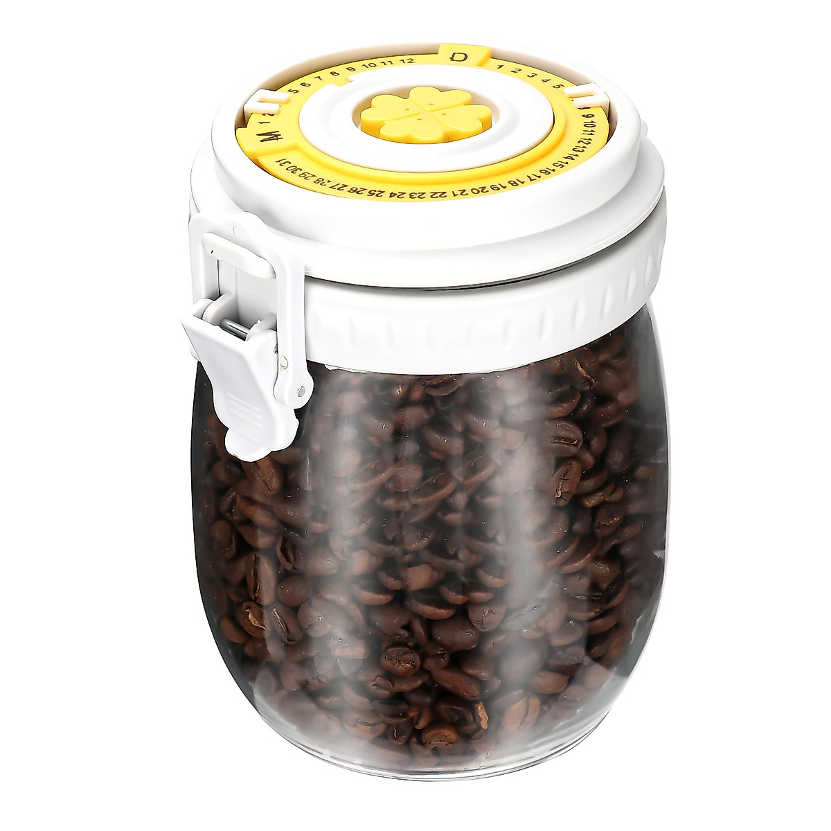 Airtight Glass Coffee Canister,Airtight Glass Jars,Glass Fermentation Jar Pickle Jar,Wide Mouth Jar with One-way Venting Lid for Canning Cereal,Spice,Sugar,Fermenting,Pickling Cucumber,Fluid Ounce 25