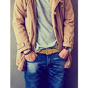 Timberland mens 38mm Icon Nubuck Boot Leather Belt, Beige Wheat, 36