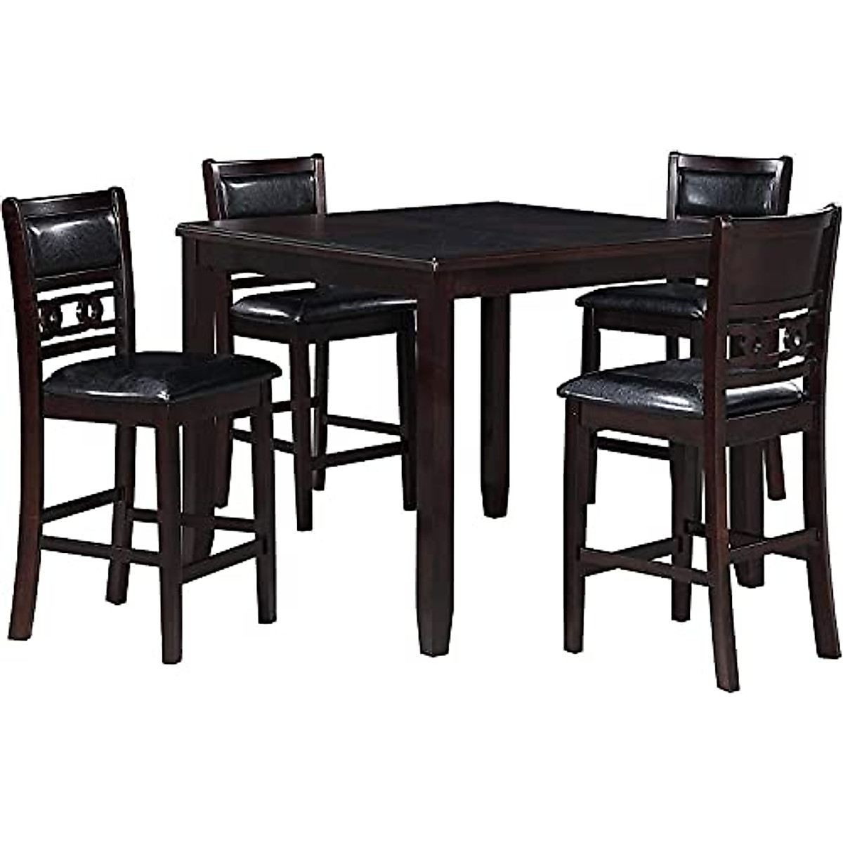 New Classic FURNITURE Gia 5-Piece Table with Four Chairs, Inch, 42" Counter Set, Ebony