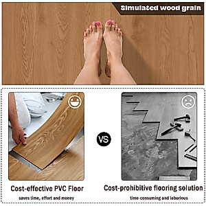 Oxdigi Peel and Stick Floor Tile 36" x 6"x 36 Packs/ 54 Sq.Ft, Thicken Wood Plank Flooring Self-Adhesive Waterproof for Kitchen Living Room RV, Easy DIY Floor Stickers, Brownish