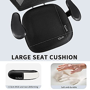 WAFTING Office Chair, Large and Tall Desk Chair, Adjustable Backrest Computer Chair with Thick Seat Cushion, 3D Adjustable Headrest, Lumbar Support and Armrest，Home Office Ergonomic Chair Black