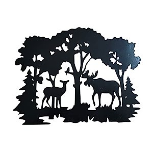 Hummingbird Ornament Animal Metal Art Deer Bear Wrought Iron Silhouette Hollow Wall Art Decor Door Sign Home Decoration Garden Ornament Stain Glass Window Hanging Christmas