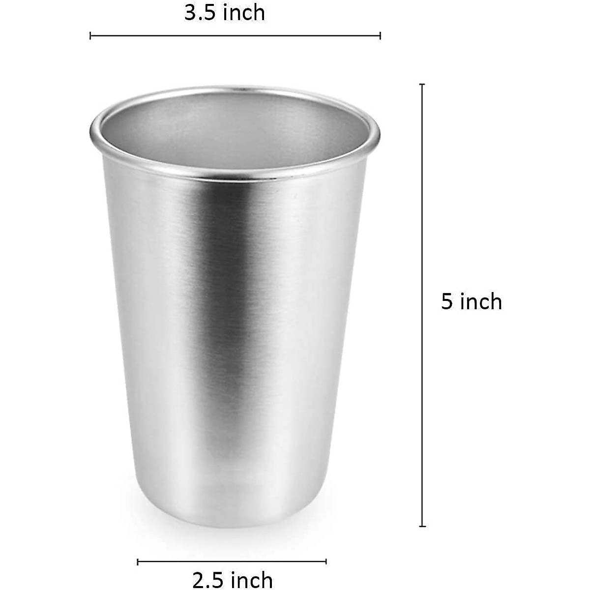 Amzocina 4 Pack Stainless Steel Cups, 16oz Pint Cup Tumbler, Premium Metal Drinking Glasses - Stackable Durable Cup
