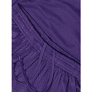 Hat and Beyond Mens Mesh Shorts Elastic Sports Gym Performance Workout Boxing Jersey Basketball Pants (Medium, 1ih01_Purple)