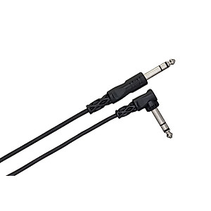 Hosa CSS-115R 1/4 in TRS to Right-angle 1/4 in TRS Balanced Interconnect Cable, 15 Feet