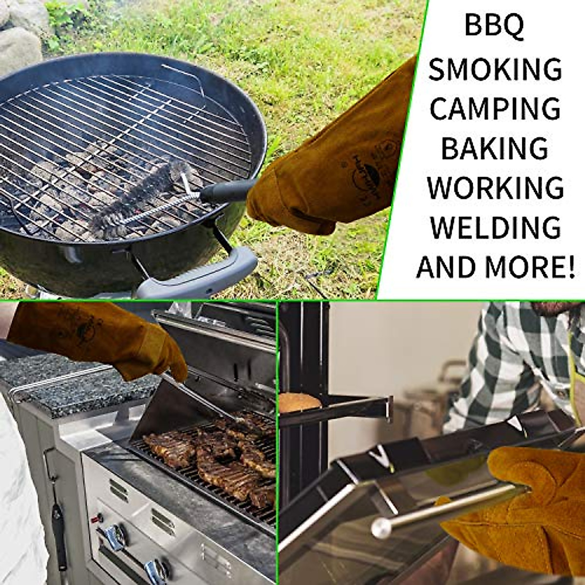 SPRIGHOLLY 16inch /Mig/Stick Welding Gloves Heat/Fire Resistant, Mitts for Oven/Grill/Fireplace/Furnace/Stove/Pot Holder/Tig Welder/Mig/BBQ/Animal handling glove with 16 inches Extra Long Sleeve