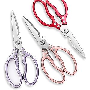 AWinjoy Kitchen Scissors, Heavy Duty Sharp Kitchen Shears Dishwasher Safe, Kitchen Accessories Cooking Shears for Kitchen Meat Chicken Fish Poultry Herb Bread (Purple)