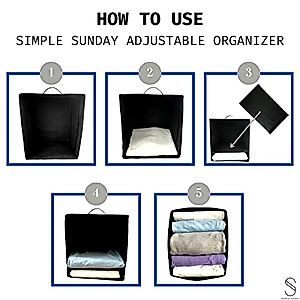 SIMPLE SUNDAY Adjustable Clothes Organizer for Folded Clothes | Pants and Jeans Organizer for Closet | Drawer Organizer for Clothing | Wardrobe Organizer |