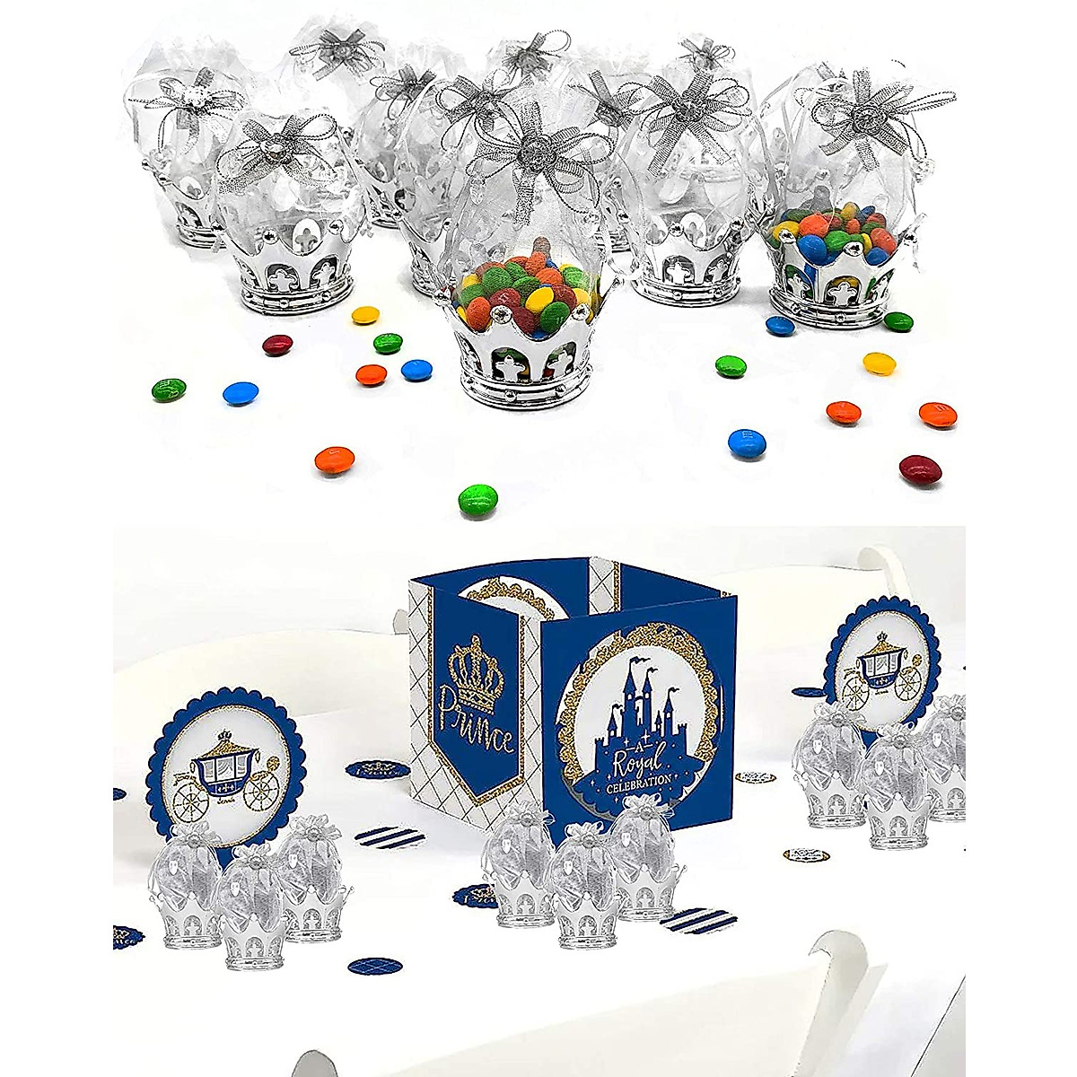 JC HUMMINGBIRD JCHB 24 Pieces Fillable Silver Crown with Pouch Party Favors