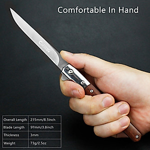 Carimee Slim Pocket Knife 4", Thick Blade Folding Knife - Perfect for Everyday Carry, Durable 7Cr17MoV Steel Blade, 2023 Gifts fo men women