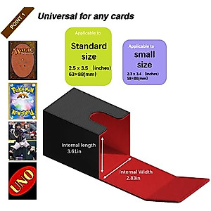 Venssu Card Deck Box,Vertical Card Deck Case,Card Storage,Commander deck box, Trading card box, Fit 115 Plus Sleeved Cards Compatible with board game MTG TCG CCG with dividers(Black＆Red)
