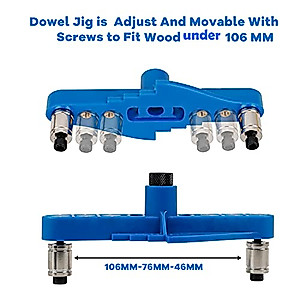 74 pcs handheld dowel jig kit 2 in 1 Center Scriber Line doweling hole jig with Wood Dowels Pins Drill Bits for Woodworking Drilling and Marking