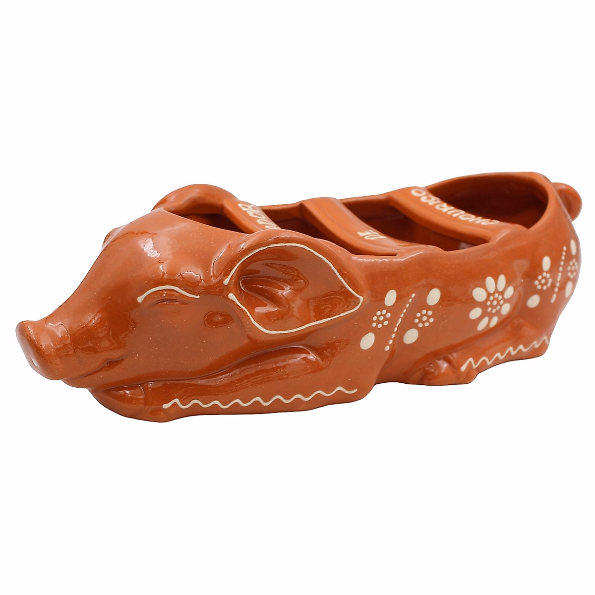 Traditional Portuguese Clay Terracotta Sleeping Pig Sausage Roaster, Made in Portugal Pottery