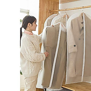 5 Pcs Garment Bag Travel Suit Dress Storage Clear Cover Full Zipper Coat Carrier, Garment Bags for Travel, Translucent Suit Bag for Hanging Clothes, Suits