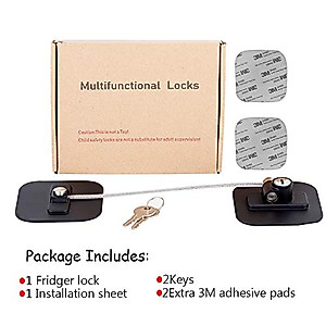 Refrigerator Lock,Fridge Lock with Keys,Freezer Lock and Refrigerator Lock for Child Proof(Fridge Lock-Black 1Pack)