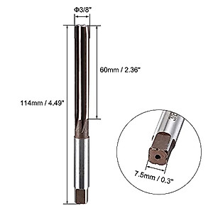 uxcell 3/8" Hand Reamer H8 Accuracy Alloy Tool Steel 6 Flutes Straight Shank Milling Cutter Tool
