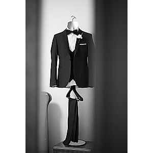 DisplayTown 1 Pack White Male Mannequin Torso with Metal Stand Dress Form Tshirt Display Countertop Hollow Back Body with Metal Pole & Hanging Hook S-M Clothing Sizes