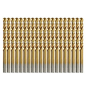 VALYRIANTOOL Titanium Drill Bit Set 20 Pcs 3/16" HSS Jobber Drill Bits, Premium 4341 High Speed Steel Jobber Length Drill for Drilling on Mild Steel, Copper, Aluminum