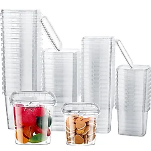60 Pack Square Clear Plastic Deli Containers with Lids 32 oz 16 oz Stackable Tamper Proof Airtight Food Storage Containers Square Plastic Jars for Food Prep Freezer Kitchen Restaurant Supplies