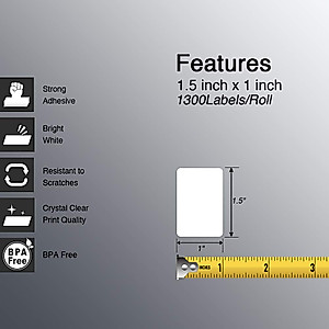 BETCKEY - 1.5" x 1" (38 mm x 25 mm) All Purpose & Address Labels Compatible with Zebra & Rollo Label Printer,Premium Adhesive & Perforated [2 Rolls, 2600 Labels]