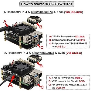 Geekworm for Raspberry Pi 4, X857 V2.0 mSATA SSD Expansion Board + X735 V3.0 Power Management with Safe Shutdown & PMW Cooling Fan Expansion Board (Not Include Raspberry Pi 4)