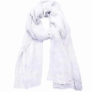 woogwin Women's Cotton Scarves Lady Light Soft Fashion Solid Scarf Wrap Shawl(Glitter White)