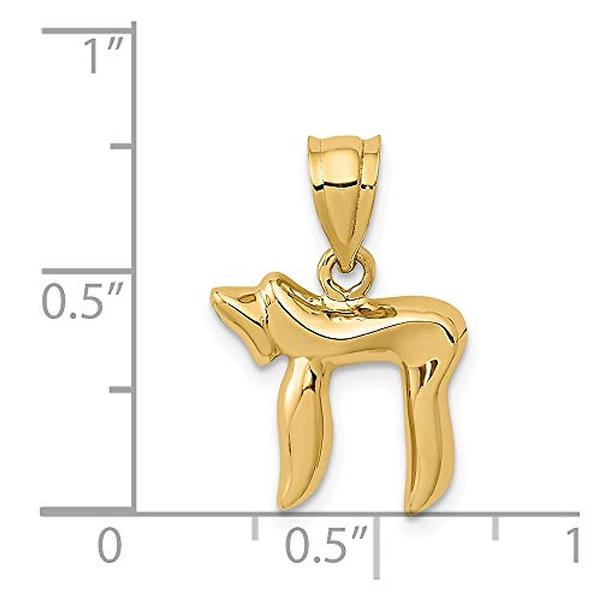 14k Yellow Gold Solid Chai Charm Pendant