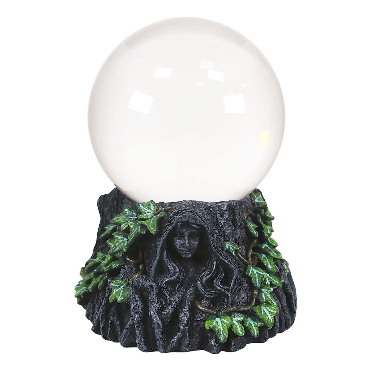 Ebros Celtic Sacred Moon Triple Goddess Mother Maiden Crone Scrying Glass Gazing Ball Figurine 8" H Wicca Wiccan Holy Trinity Decor Halloween Macabre Sculpture Decorative
