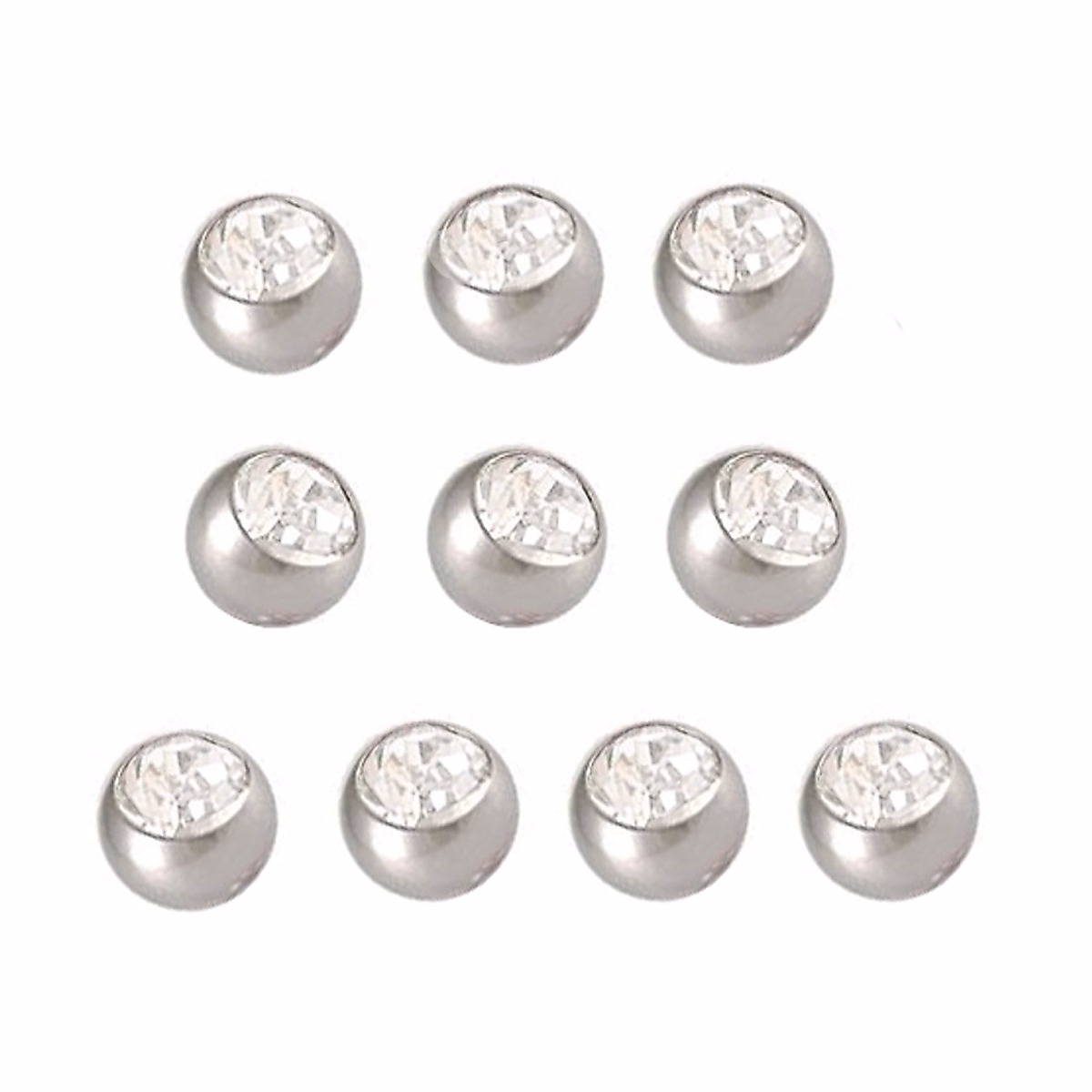 10 Replacement Belly Ring Clear Swarovski cz gem Top Ball Balls 5mm Silver 10pcs Navel Button Piercing bar Body Jewelry 14g