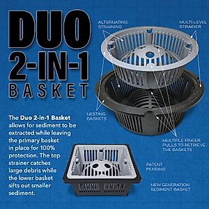 Guardian Drain Lock DUO 2 in 1 Basket - 2 Piece Commercial Floor Sink Sediment Strainer For Easy Removal And Protection Of Drain Lines