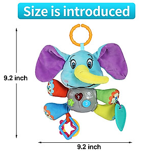 Baby Toddler Boy Girl Toys Gifts 0-6 6 to 12 Months, Luminous Plush Elephant Music Toy, as a Teething Toy, Apply for Car Seats, Cribs and Strollers, Toys Gifts for 1 Year Old Girls Boys