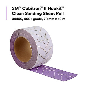 3M Cubitron II Hookit Abrasive Sheet Roll, 34450, Multi-Hole, 70 mm x 12 m, 400+ Grade, Automotive Sanding Roll Sandpaper for Coating Removal, Body Repair, Auto Sanding