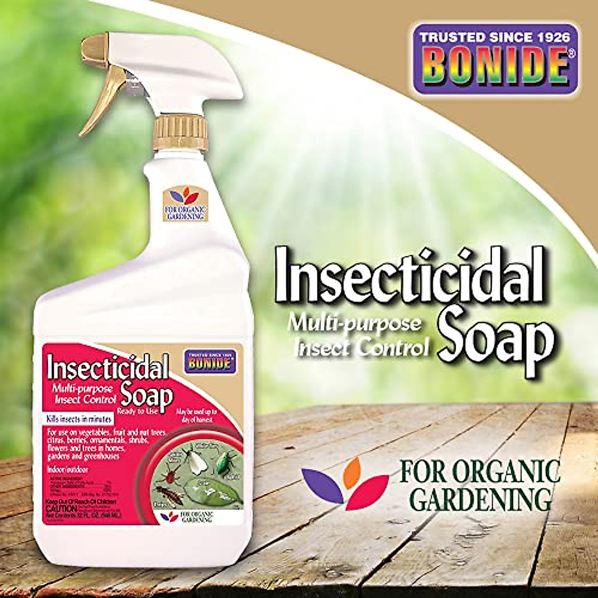 Bonide Insecticidal Soap, 32 oz Ready-to-Use Spray Multi-Purpose Insect Control for Organic Gardening Indoor and Outdoor