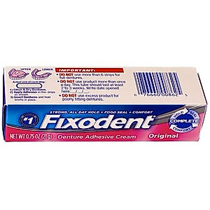 Fixodent Denture Adhesive Cream Original 0.75 oz (Pack of 8)