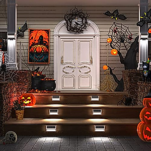 ROSHWEY Solar Outdoor Lights, 10 Pack Solar Fence Lights with 30LED Waterproof Backyard Lighting Stainless Steel Lamp for Deck Courtyard Patio Pool