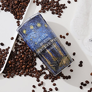 1st Heaven Coffee Tumbler, Van Gogh Art Tumbler, Spill-proof Insulated Coffee Mug with Lid, Inspirational Art Lover Gift for Outdoor, Office & Travel, 20oz (Starry Night Over the Rhône)