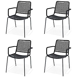 Amazonia Lancaster 4-Piece Chair Set Steel with a Rope Seat | Ideal for Outdoors