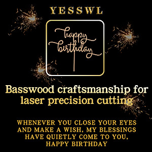 Happy Birthday Cake Topper - High-end Basswood Craft Durable Multifunctional Cake Topper, Wooden Textured Cake Decoration for Birthday Party Decoration,the Best Souvenirs for Family and Friends.