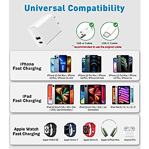 USB C Wall Charger Block,20W Dual Port Cube,Fast Charging Plug Compatible with Apple Watch Series 8 7 6 SE iPhone 14/13/12 Mini/Pro/Pro Max/11/SE/XR/8 ipad