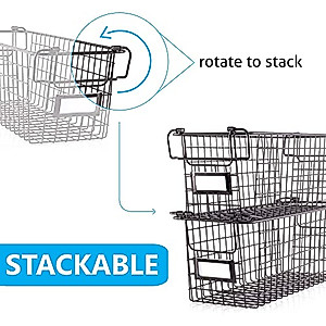 Granrosi Wire Baskets For Storage Pantry Baskets, Set of 2 Wire Storage Baskets, Wire Baskets for Organizing, Large Wire Basket, Kitchen Organization Baskets, Metal Basket for Storage - L - Bronze