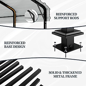 SUNLEI 12X20 FT Carport, Heavy Duty Carport Canopy with Galvanized Steel Roof and Frame, Metal Carport Upgraded Extra Large Garage for Pickup, Boat, Car and Tractors