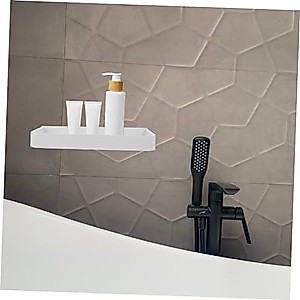 Beatifufu 1 Set Bathroom Shelf Kitchen Storage Rack Over The Toilet Shelf Wall-mounted Storage Mounted Sundries Organizer Towel Storage Stand Wall Mount Shelf Space Aluminum White